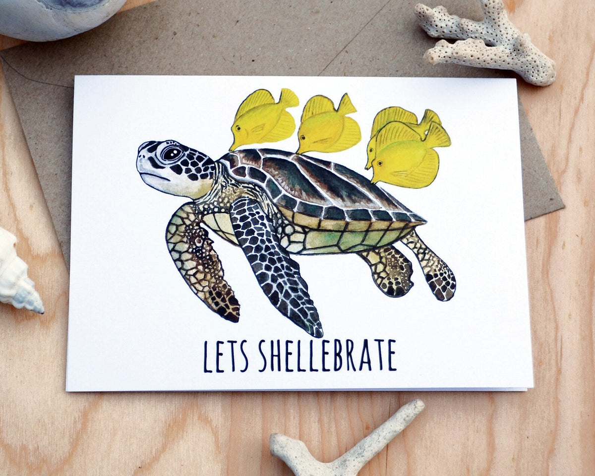 Let's Shellebrate - Green Sea Turtle Card