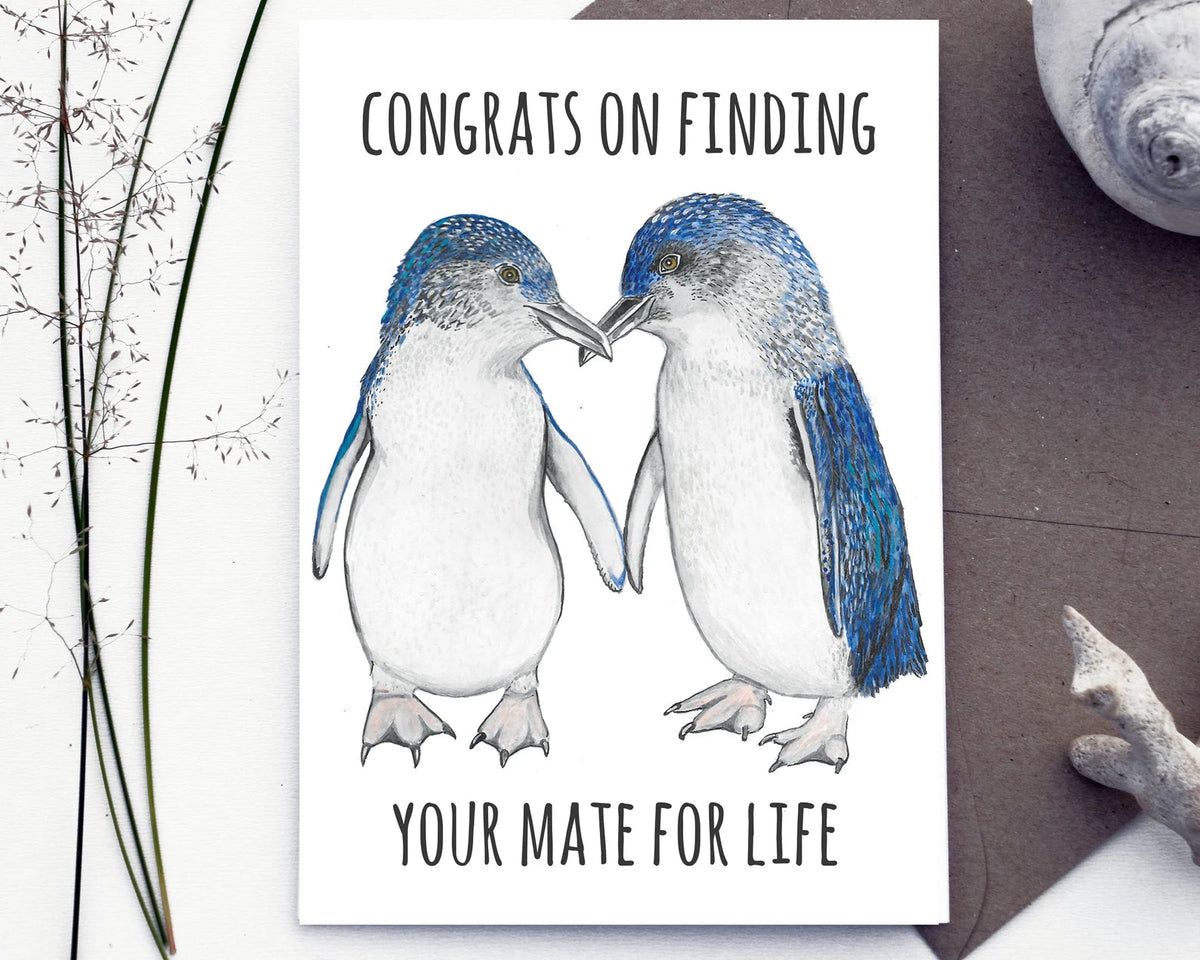 Congrats on finding your mate for life - Little Penguin Card